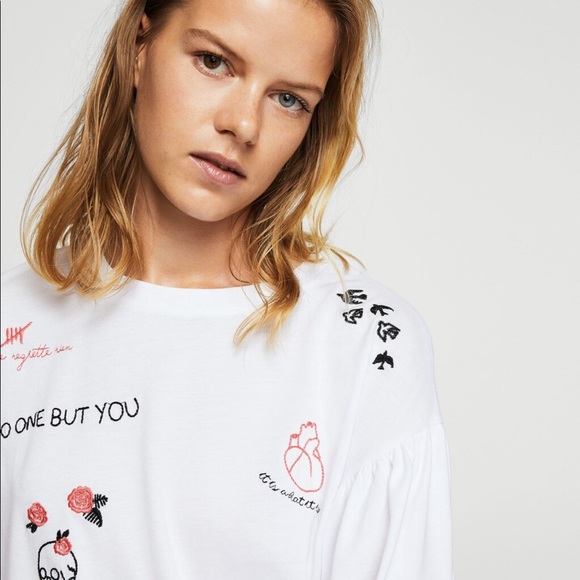 Mango | Tops | Mango Embroidered Tshirt | Poshmark